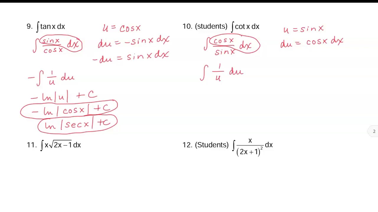 Notes 5.6 u-Substitution - YouTube
