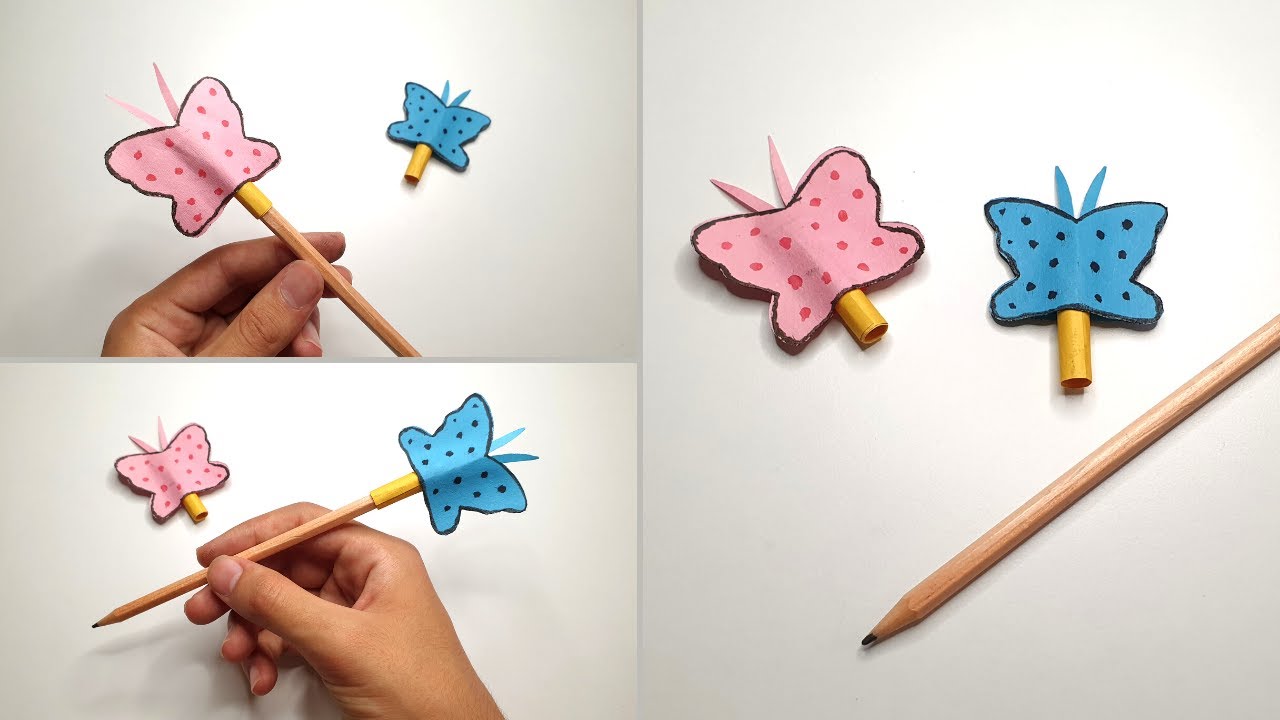 Butterfly Pen Decor | DIY Pencil Decoration Ideas | How to Make a Pen ...
