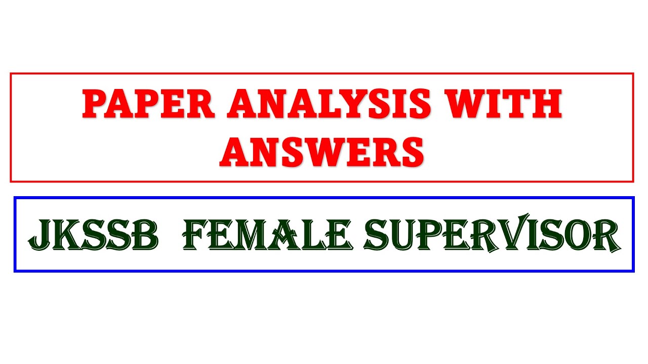 SUPERVISOR PAPER ANALYSIS - YouTube
