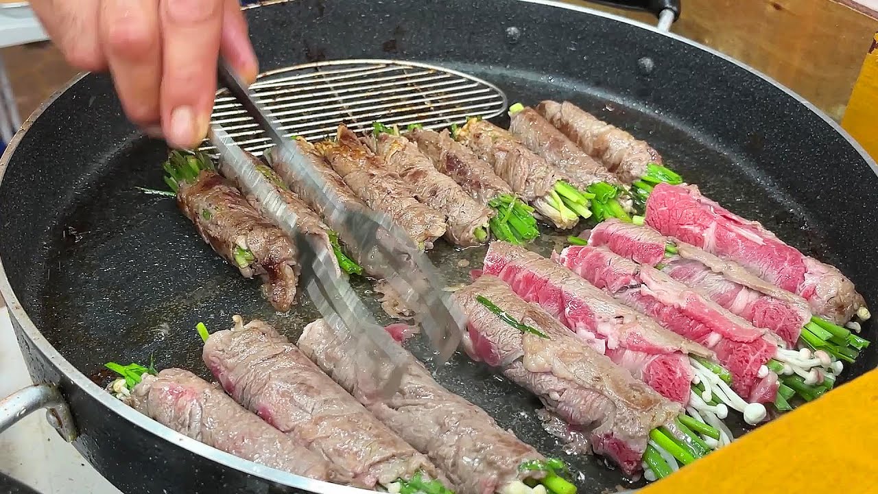 소고기 야채말이&육전 (Stir-fried Beef Rolls with Vegetables) | Korean Street ...