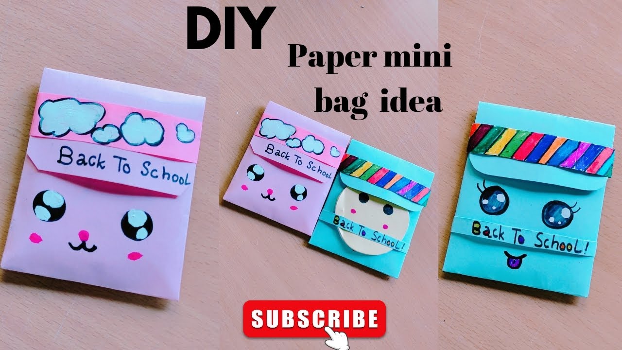 HOW TO MAKE PAPER MINI BAG IDEA/ORIGAMI BAG /ORIGAMI GIF SCHOOL HACKS# ...