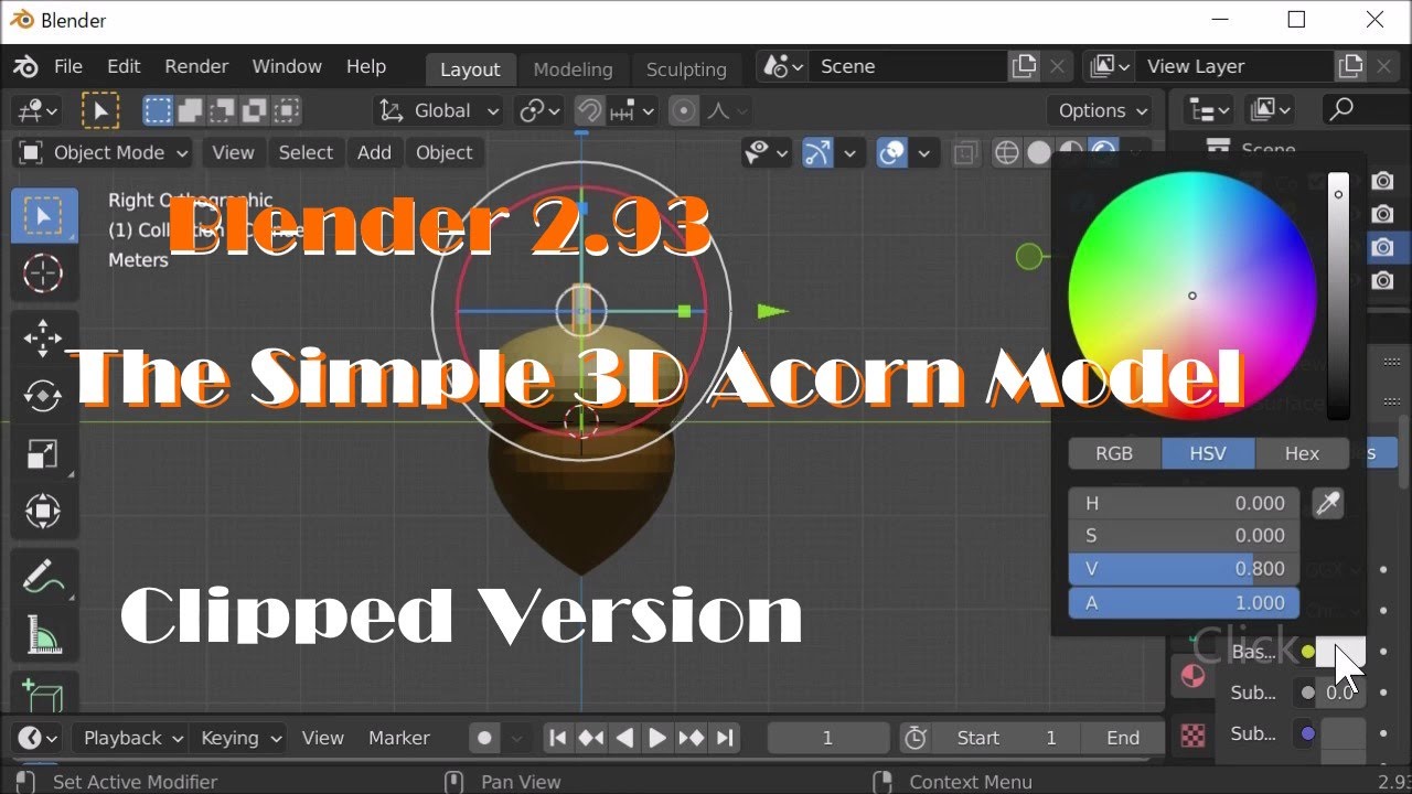 Blender 2.93: How to Create a Simple 3D Acorn Model - YouTube