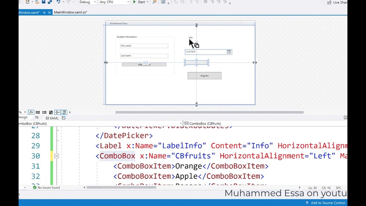 103 C# C Sharp WPF GUI ComboBox control - YouTube