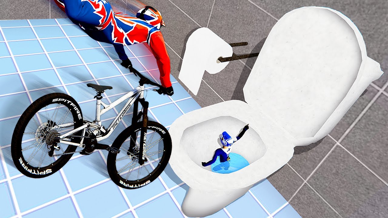 Bikers Get FLUSHED Down Giant Toilet - Descenders Gameplay - YouTube