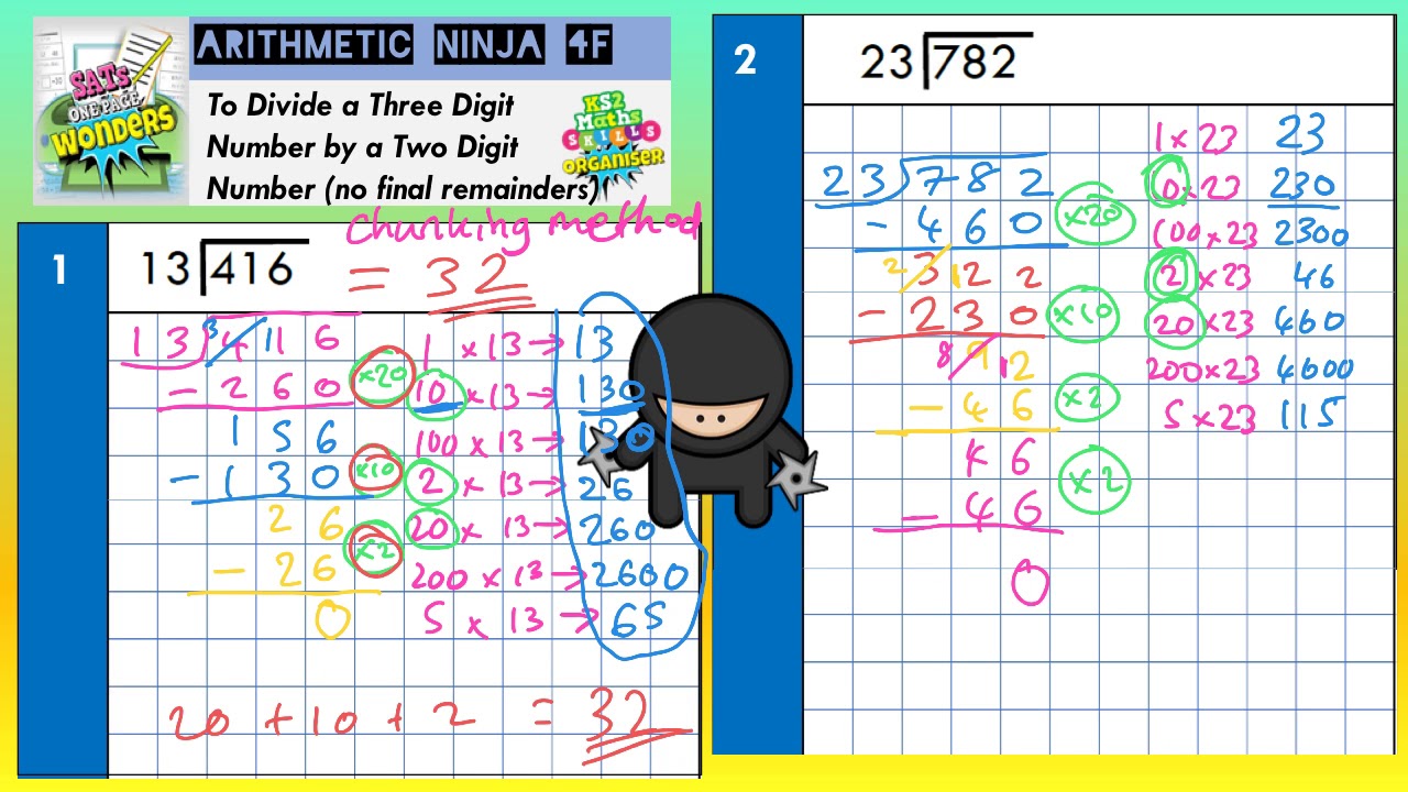Long Division HTU bu TU no remainders - Arithmetic Ninja 4f - YouTube