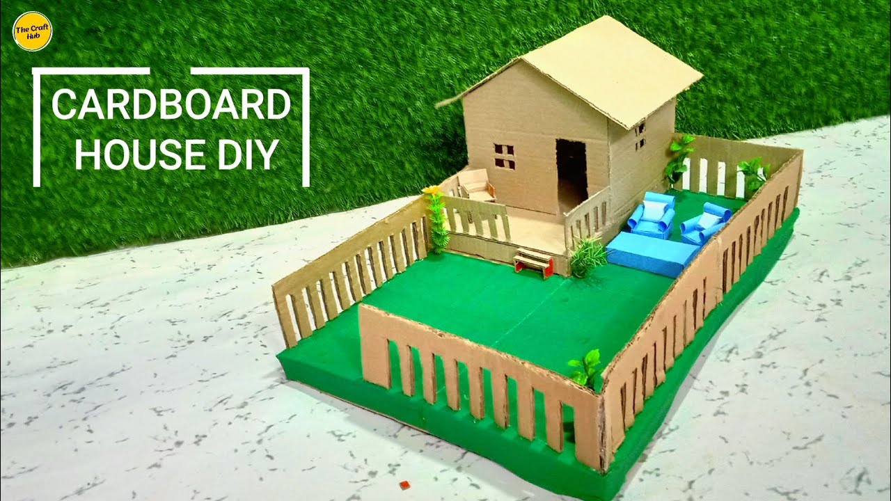 How To Make House With Cardboard | Miniature Cardboard House | Craft Ideas | The Craft Hub - YouTube