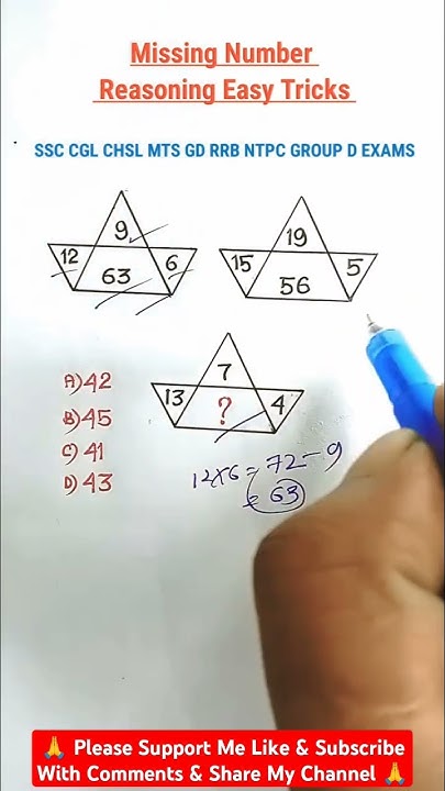 Missing Number ||Reasoning Easy Tricks|| #reasoning #maths #ssc #railway #bpsc #upsc #shorts # ...