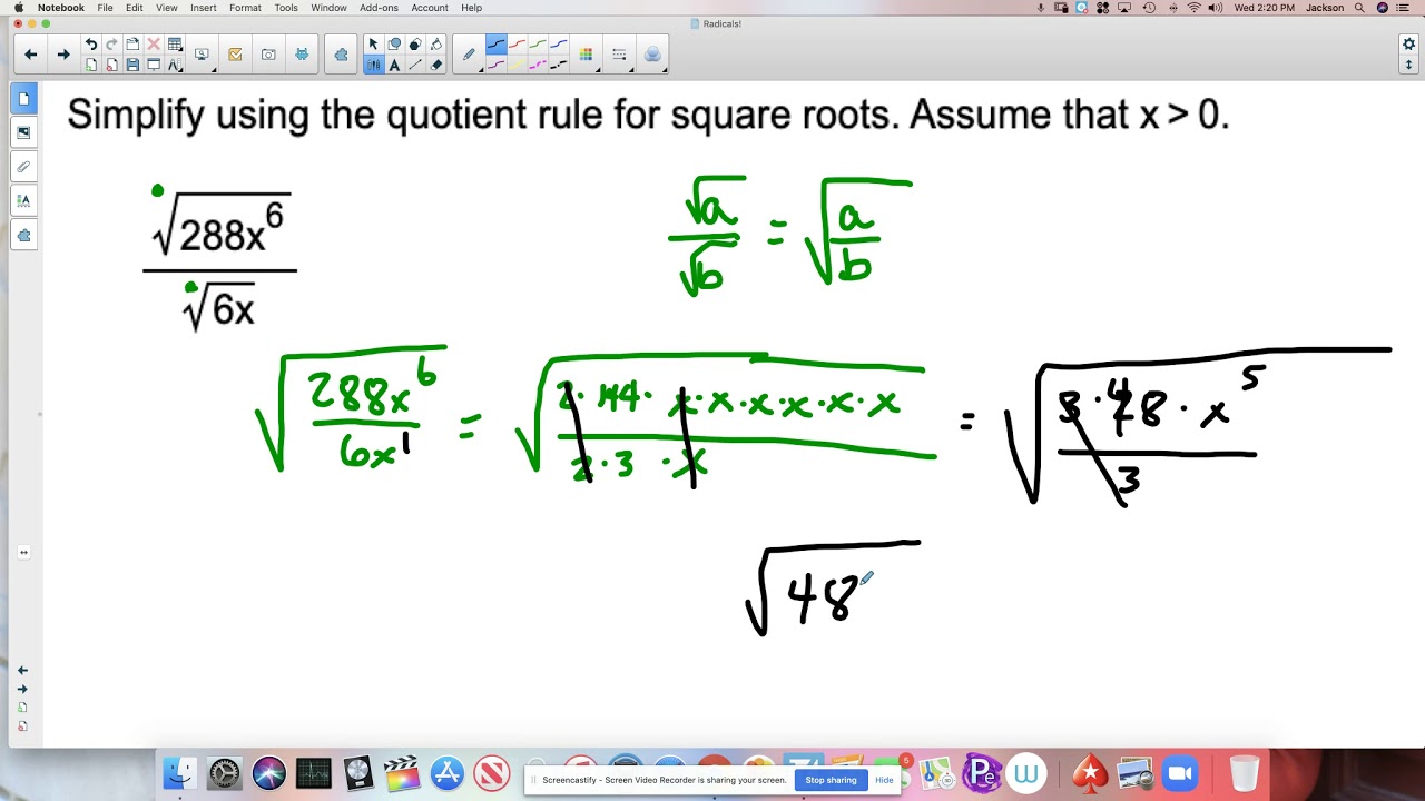 Simplifying a quotient of radicals #2 - YouTube