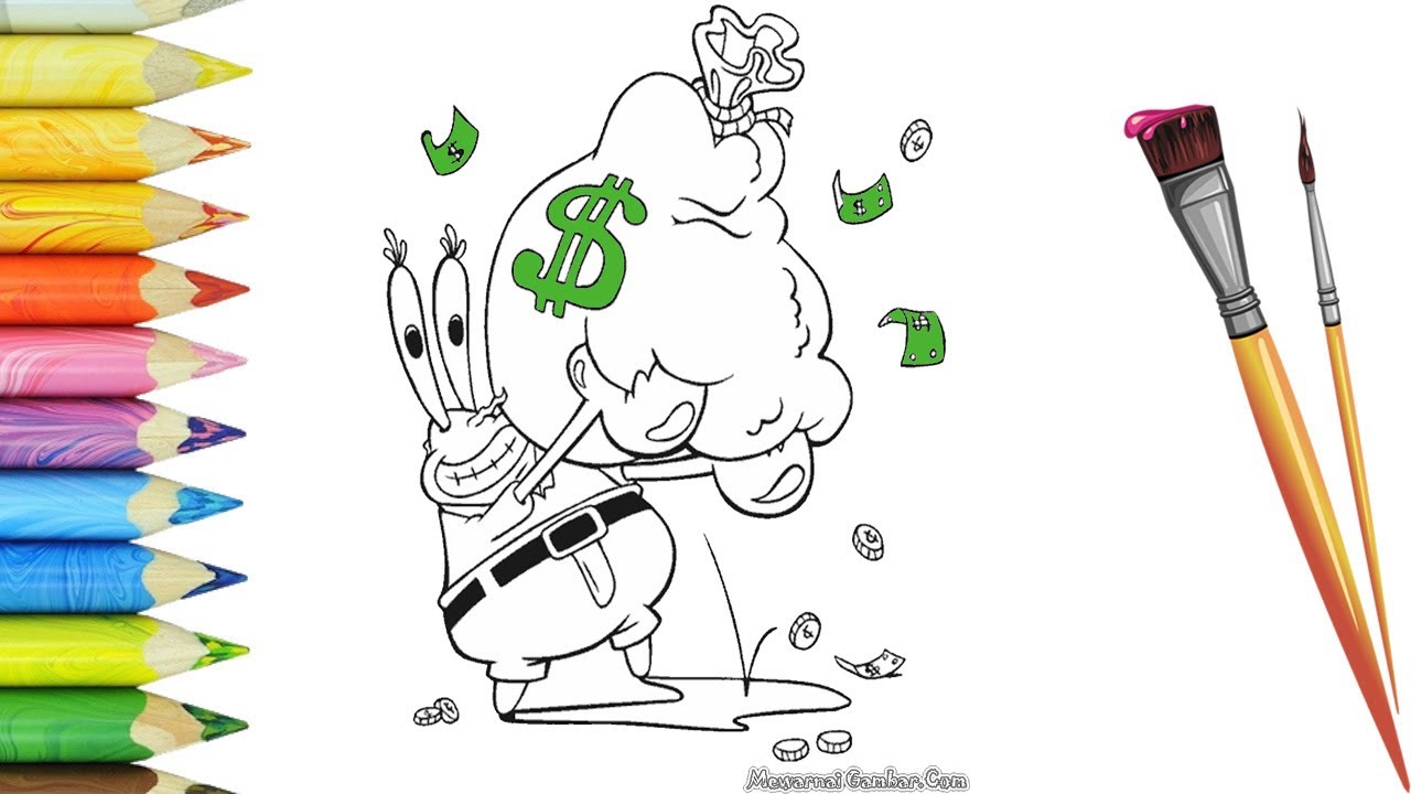Menggambar dan mewarnai TUAN KRAB [ SPONGEBOB ] dan lagu anak anak ...