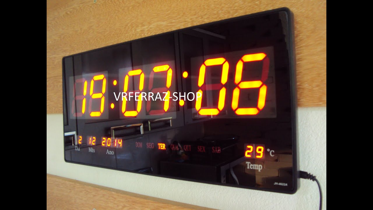 RELOGIO DE PAREDE DIGITAL LED 46 CM X 23 CM MODELO 1000 - YouTube