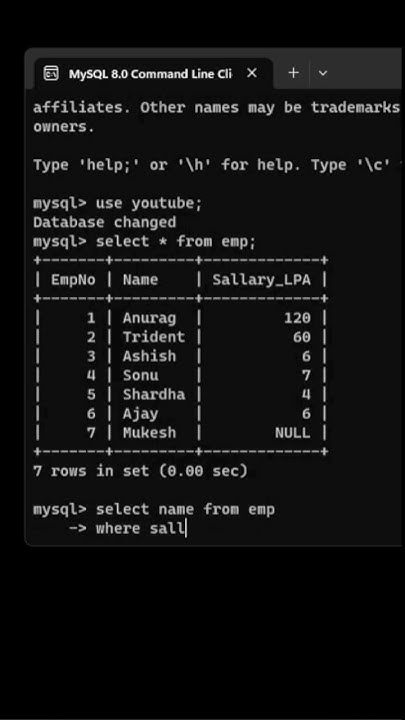 Searching For Null Mysql Mysql Youtube