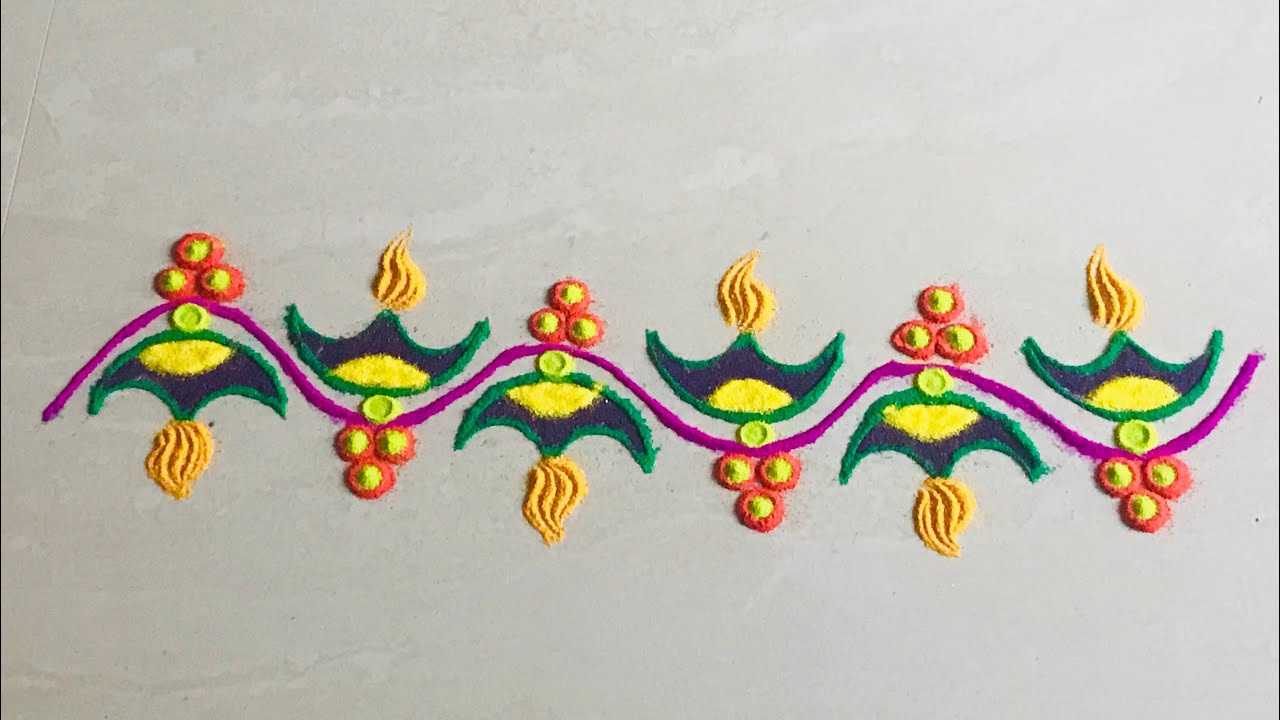 Diya Rangoli Design Side Border || Diwali Special Rangoli By VGS Home ...