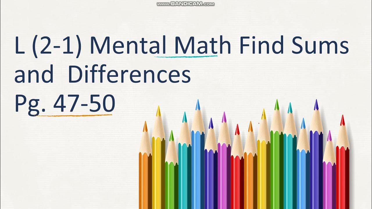 Grade 4 lesson Mental Math Find the sum and Differences - YouTube