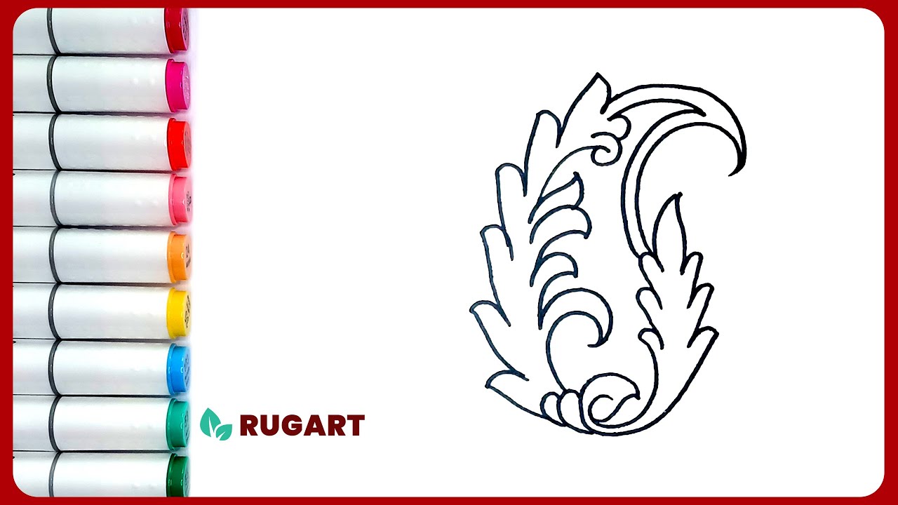 Draw and Color Abstract motif design: How to Draw a Leaf design | Step ...