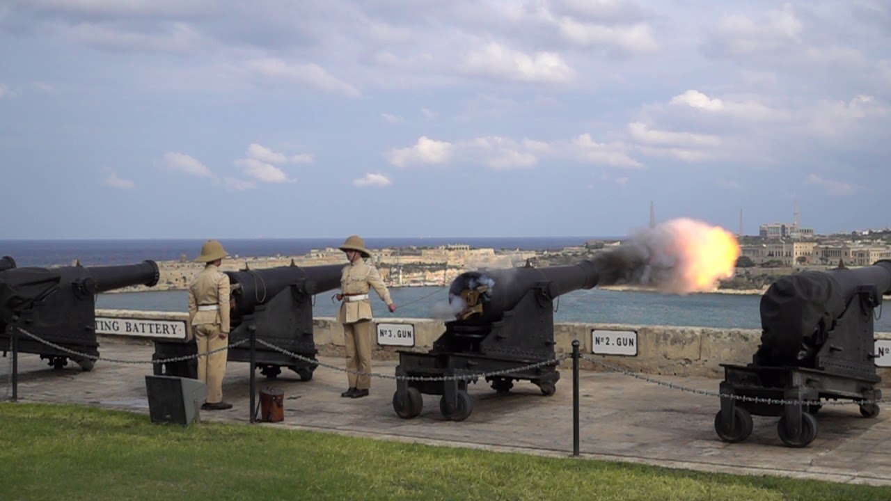Malta Noon Saluting Gun/Cannon in Valletta, Malta - Slow Motion - YouTube