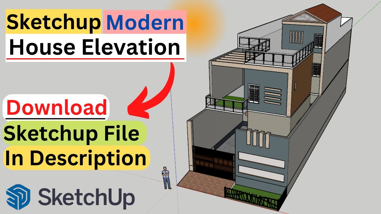 Sketchup Model House | Modern House Elevation | Download Sketchup File ...