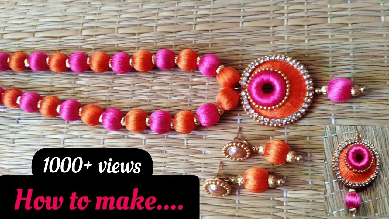 How to make Silk thread Chain with Earrings / Silkthread chain making ...