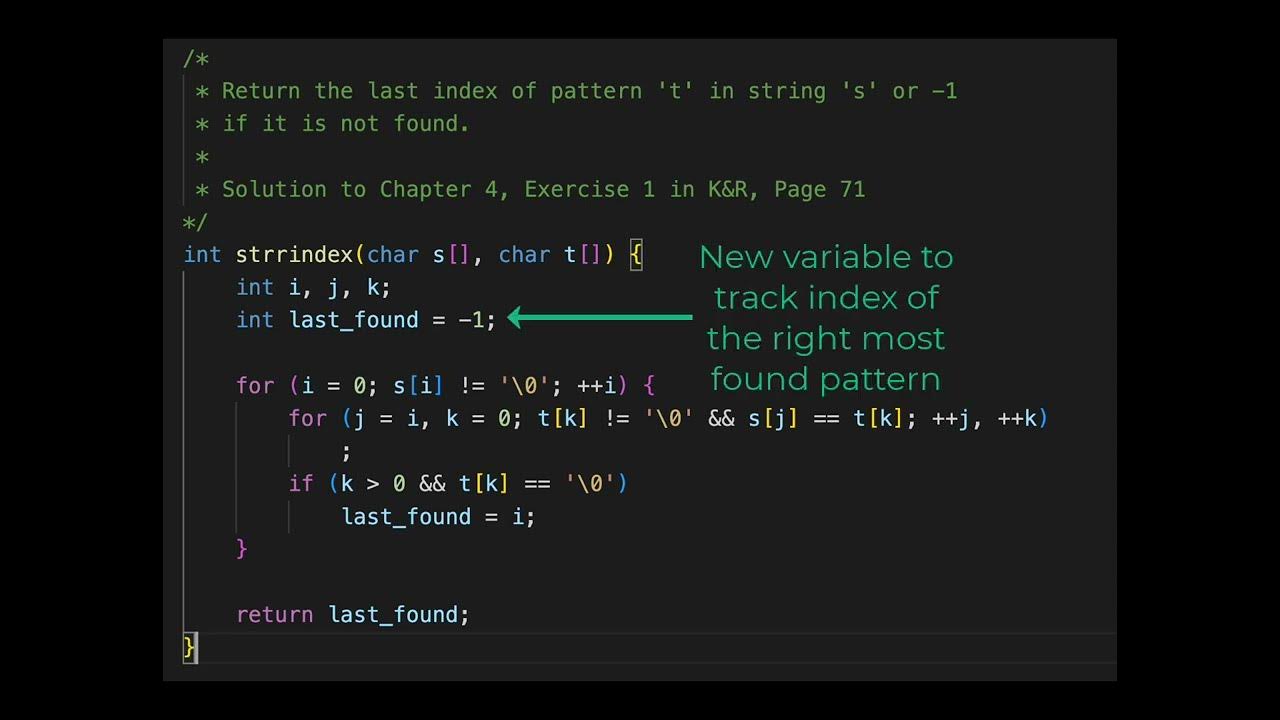 K&R - C Programming Language - 4-1 Solution - YouTube