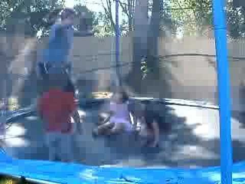 Michelle jumping on the trampoline with the kids. - YouTube
