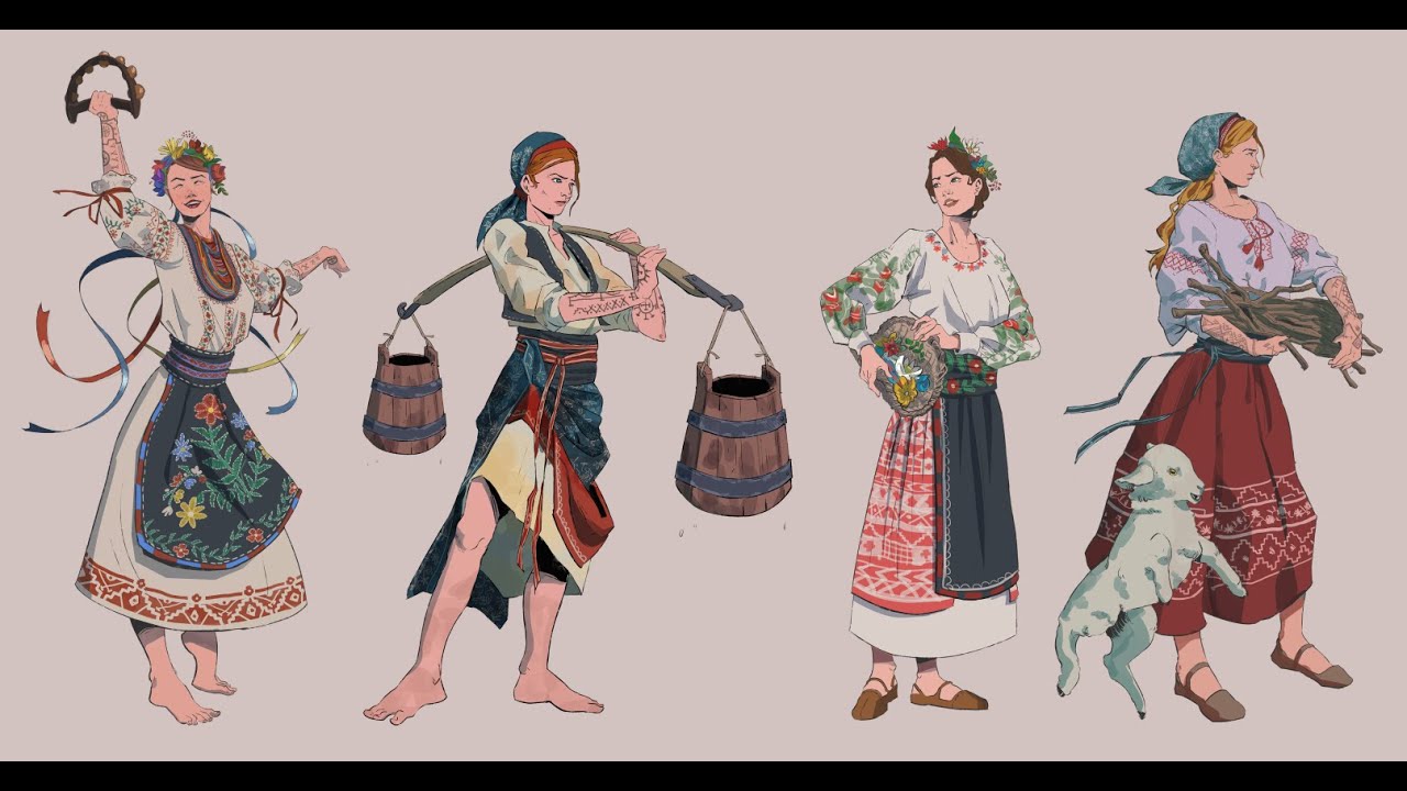Slavic villagers | concept drawings timelapse - YouTube