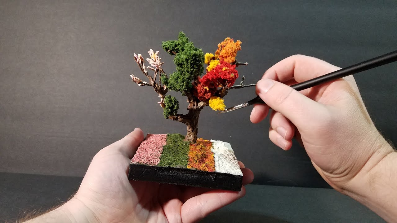 I made a Four Season Tree Diorama depicting the change over time - YouTube