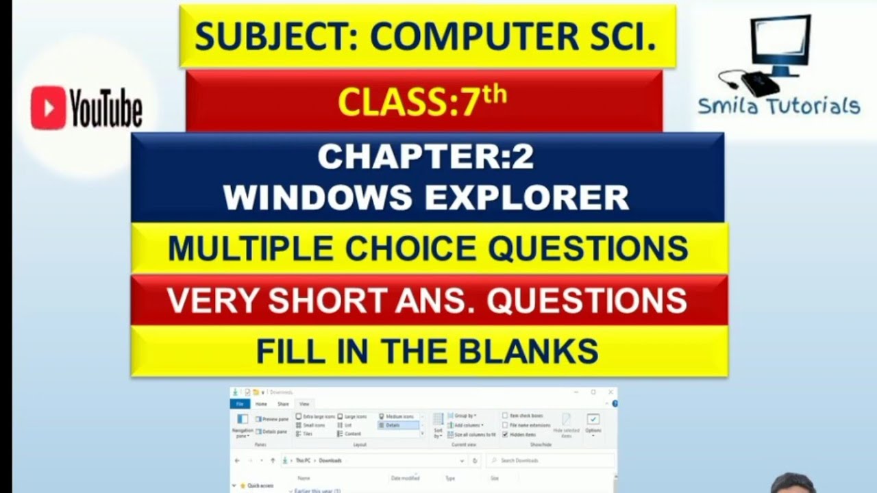 Class:7th Chapter:2 Windows Explorer(Multiple Choice Questions and Very Short Ans. Ques & Fill ...