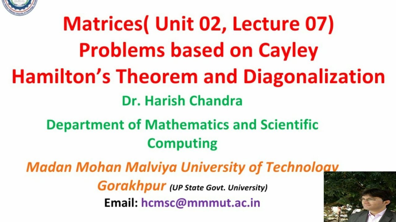 Matrices| Problems based on Cayley Hamilton's Theorem| Diagonalization ...