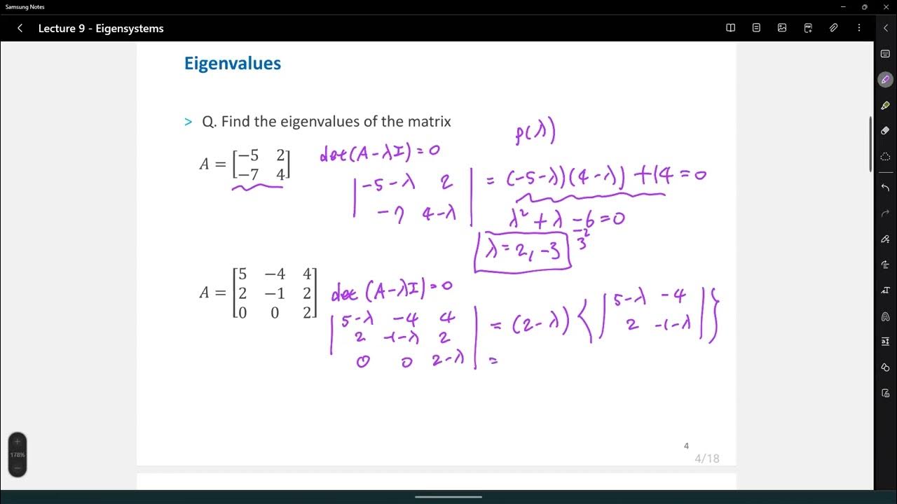 Lecture 9,10 Eigenvalues, Eigenvectors, SVD - YouTube