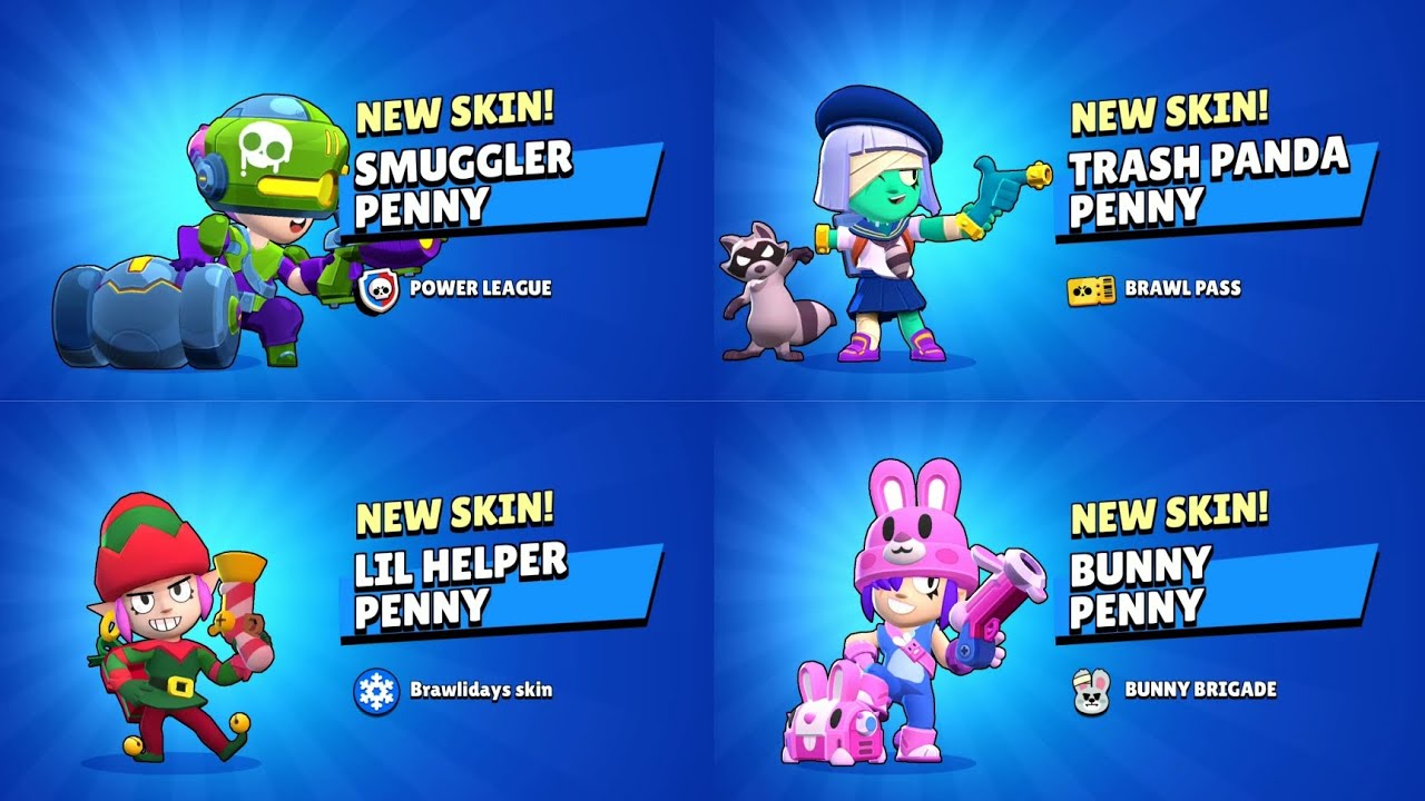 ALL PENNY SKINS UNLOCK ANIMATION | Brawl Stars - YouTube