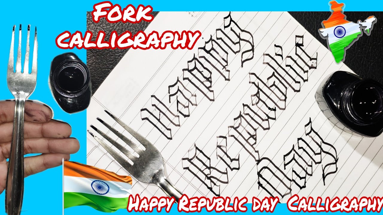 Happy Republic Day in Calligraphy writing with Fork | Happy republic ...