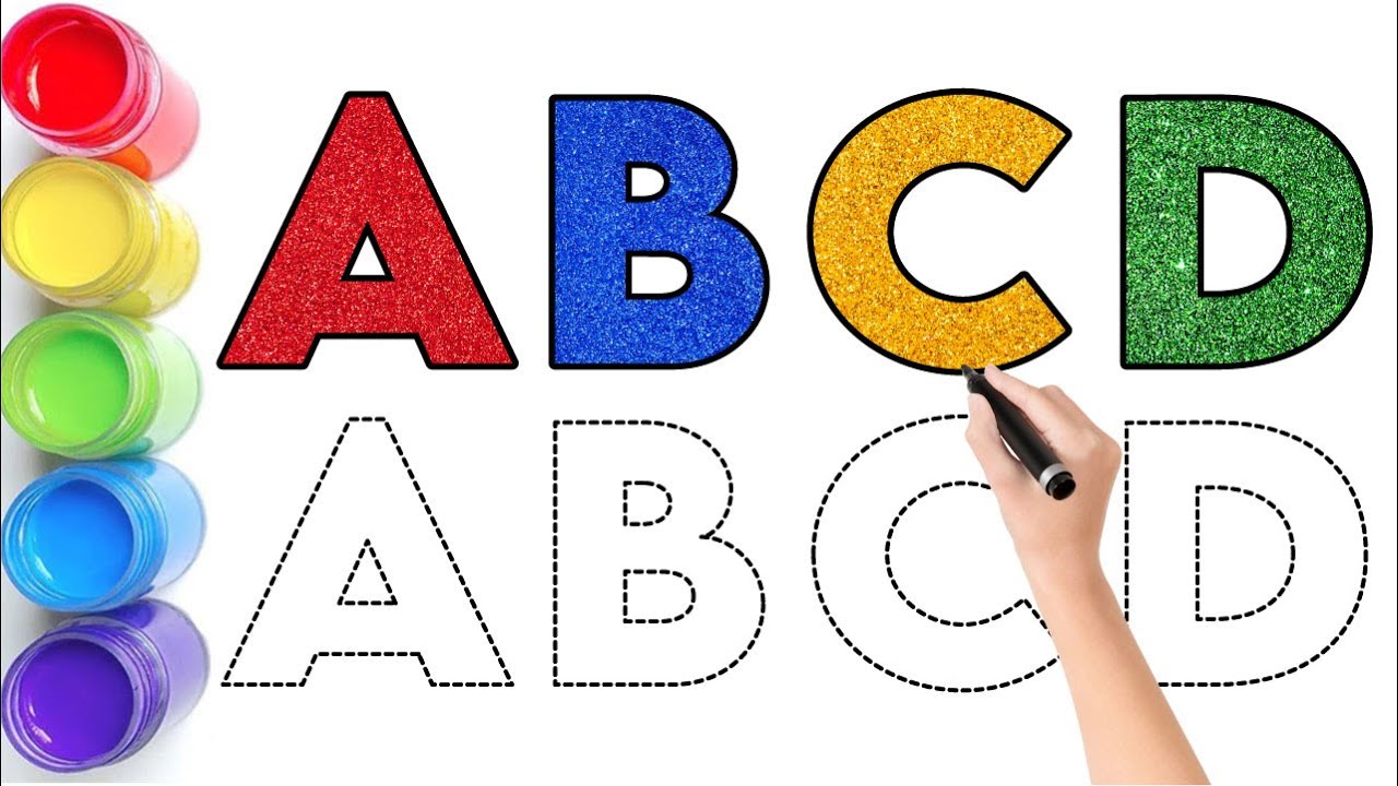 How to Draw and Paint Alphabet Letters ABCD for kids - YouTube
