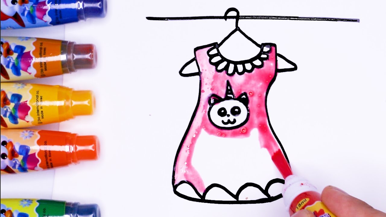 How to Draw a Red Dress with WaterColor | Drawing and Painting for Kids ...