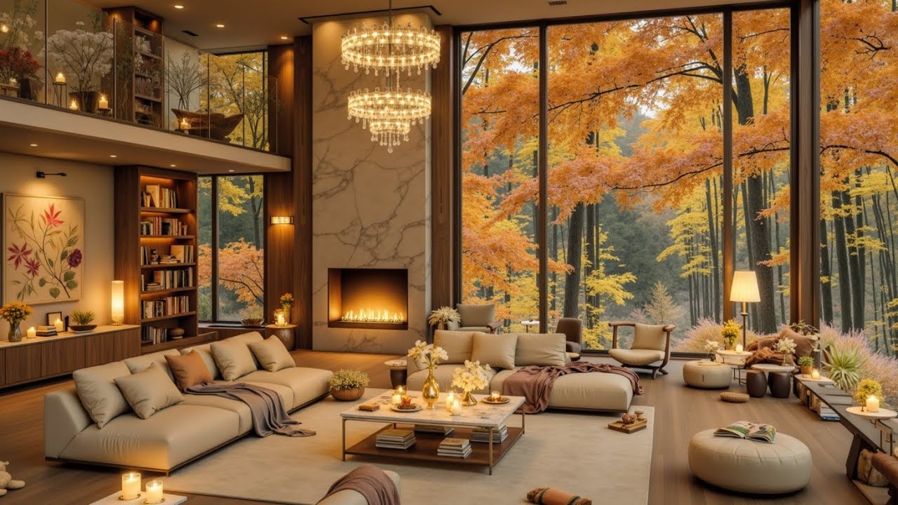 Cozy Autumn Living Room Jazz ~ Relaxing Smooth Music for Fall & Study ...
