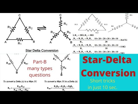 Star-Delta conversion (question series, Wheatstone bridge solving by Star-Delta conversion) Part ...