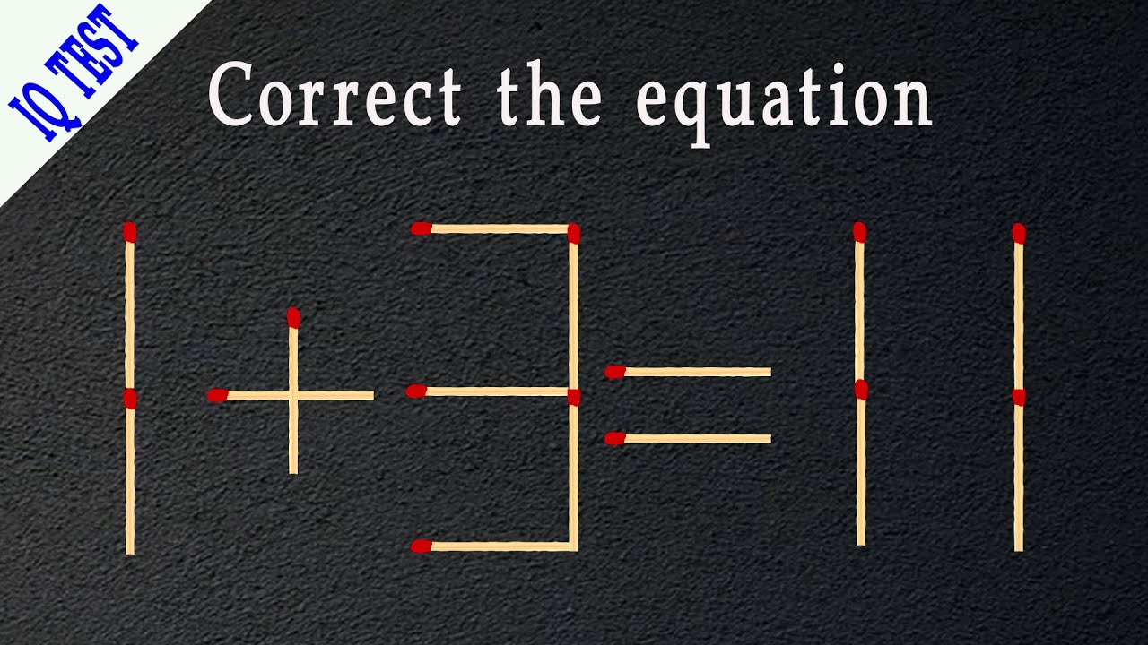 Move 1 matchstick to make the equation correct, Matchstick puzzle # ...