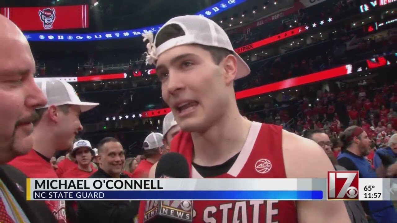 NC State guard Michael O'Connell talks after ACC title win over UNC ...