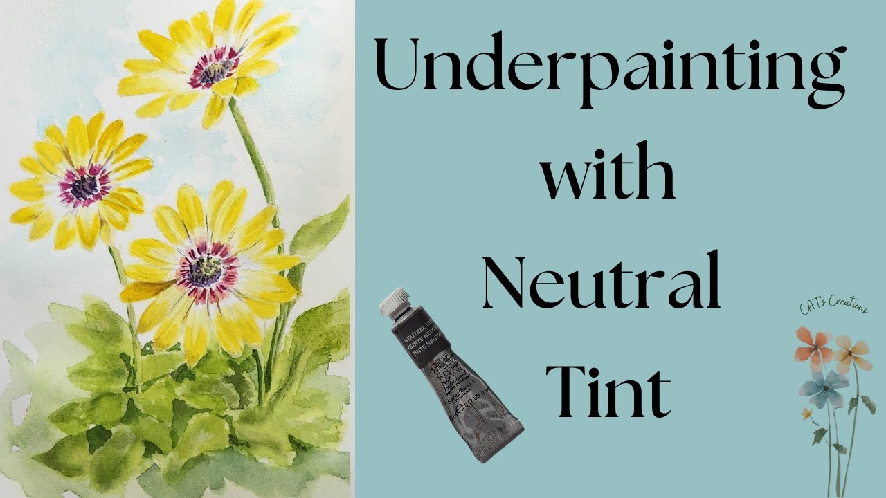 Neutral Tint Underpainting/Watercolor Flowers - Time lapse - YouTube