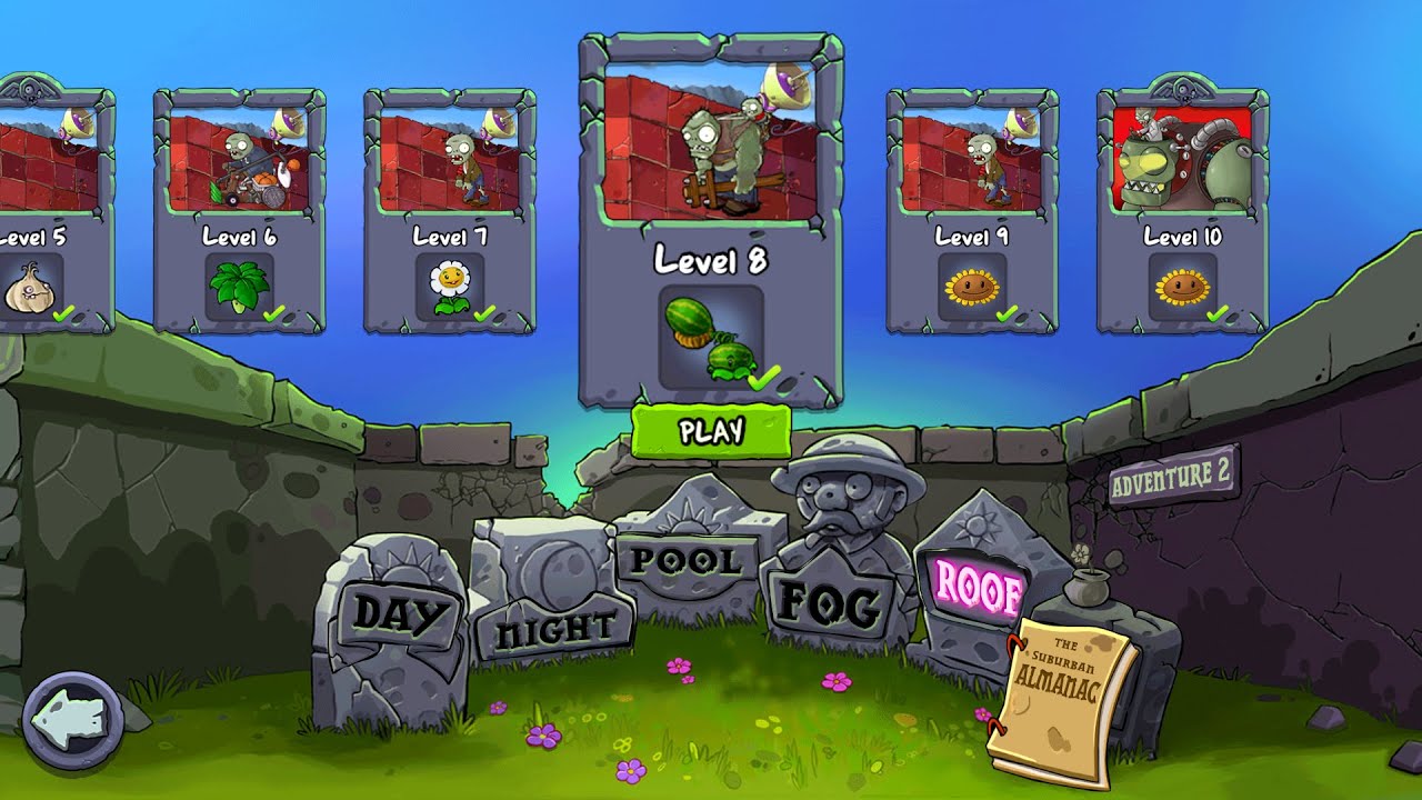 PLANTS VS ZOMBIES (ROOF) LEVEL 8 - YouTube