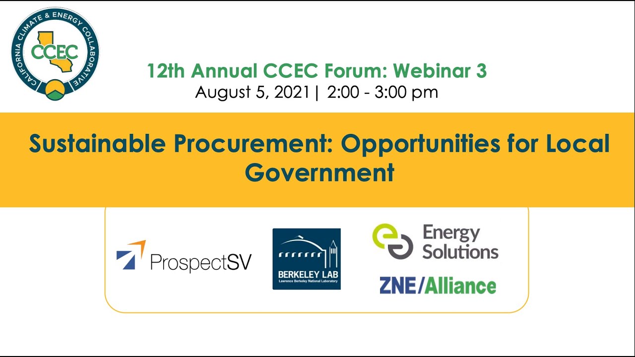 Webinar 3 – Sustainable Procurement: Opportunities for Local Government ...