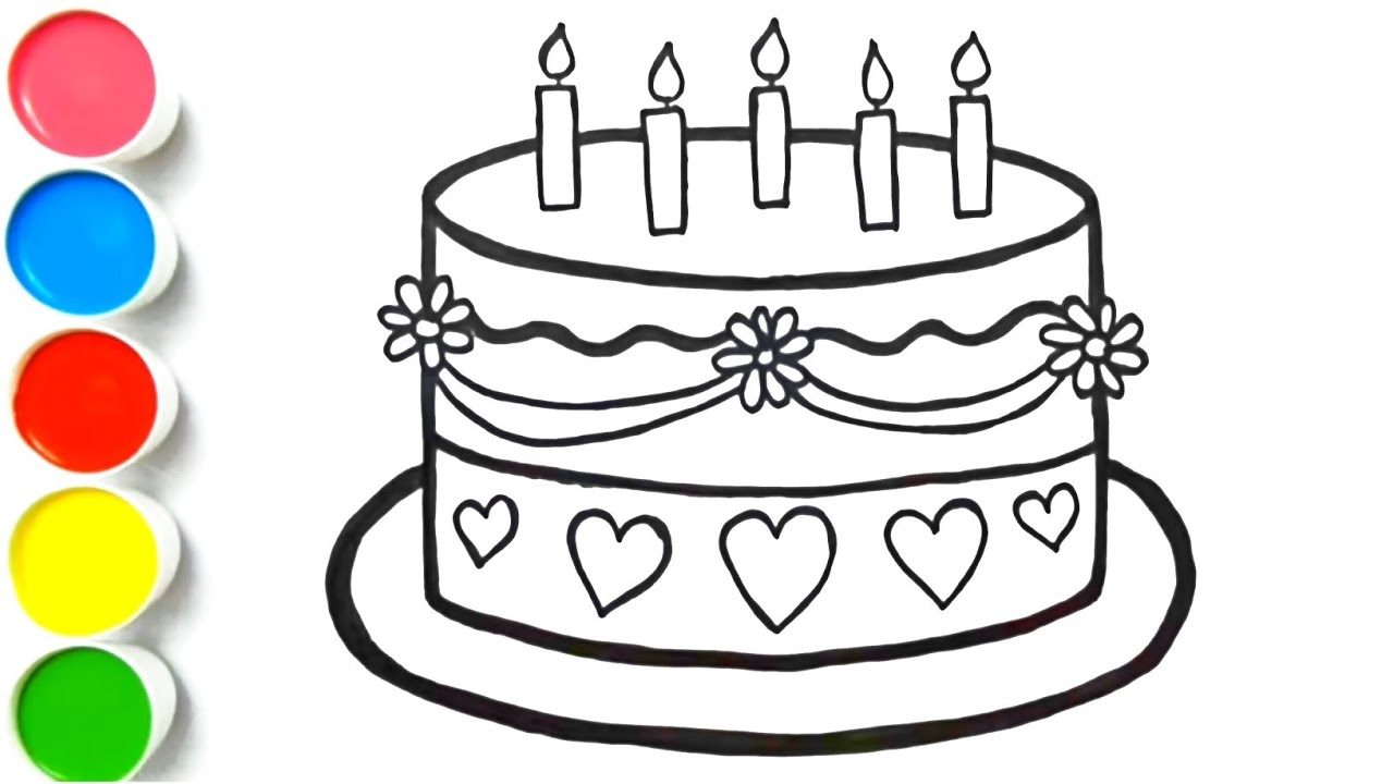 How to Draw Birthday Cake For Kids/Learn Easy Birthday Cake Drawing For ...