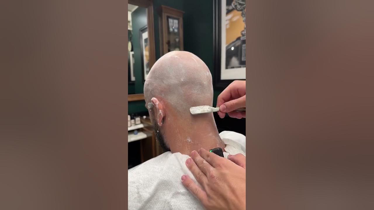 ASMR straight razor head shave - YouTube