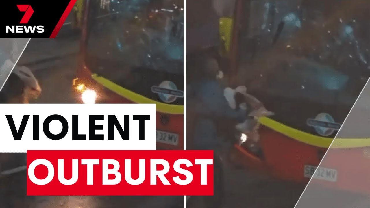 Man caught on camera smashing bus window in wild Adelaide CBD rampage ...