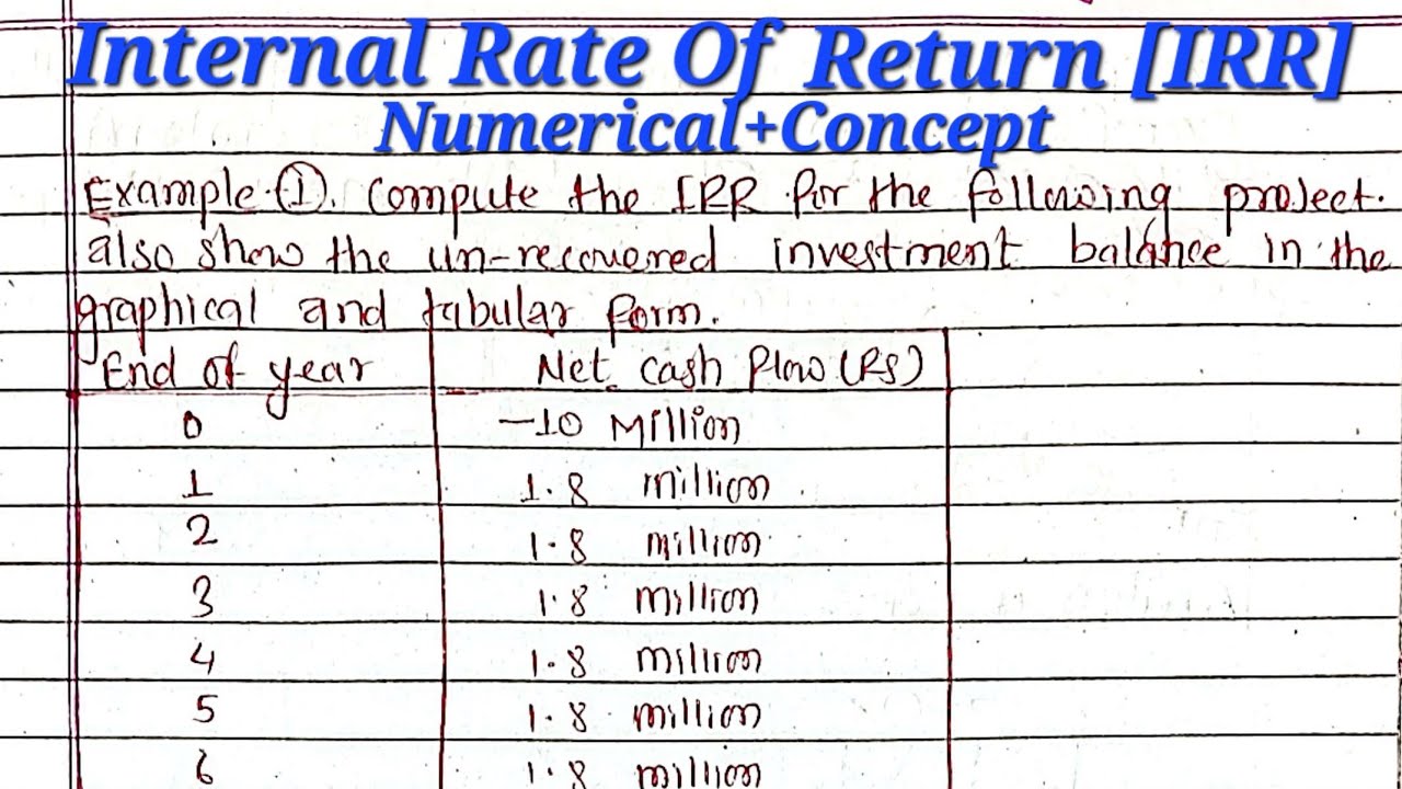 Internal Rate Of Return||IRR method Numerical||Unit-4||engineering ...