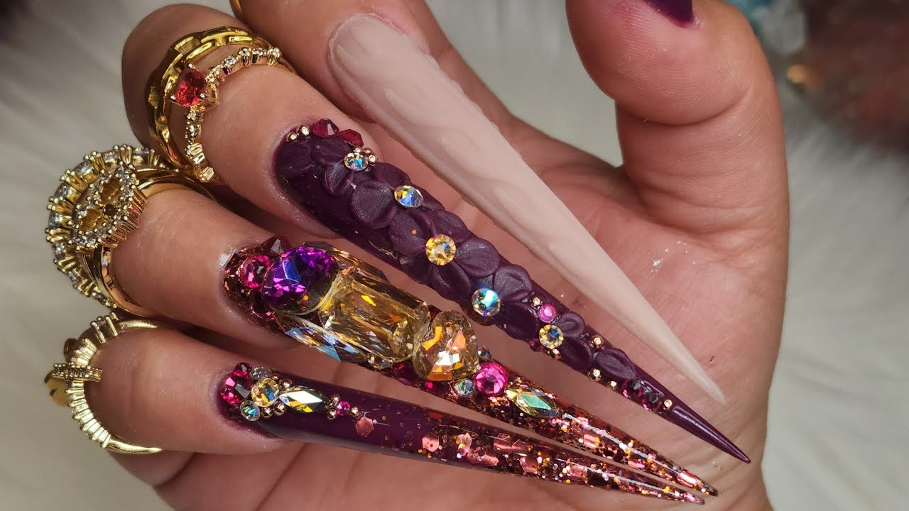 Longest nails I’ve Ever worn 😱Fall Design - YouTube