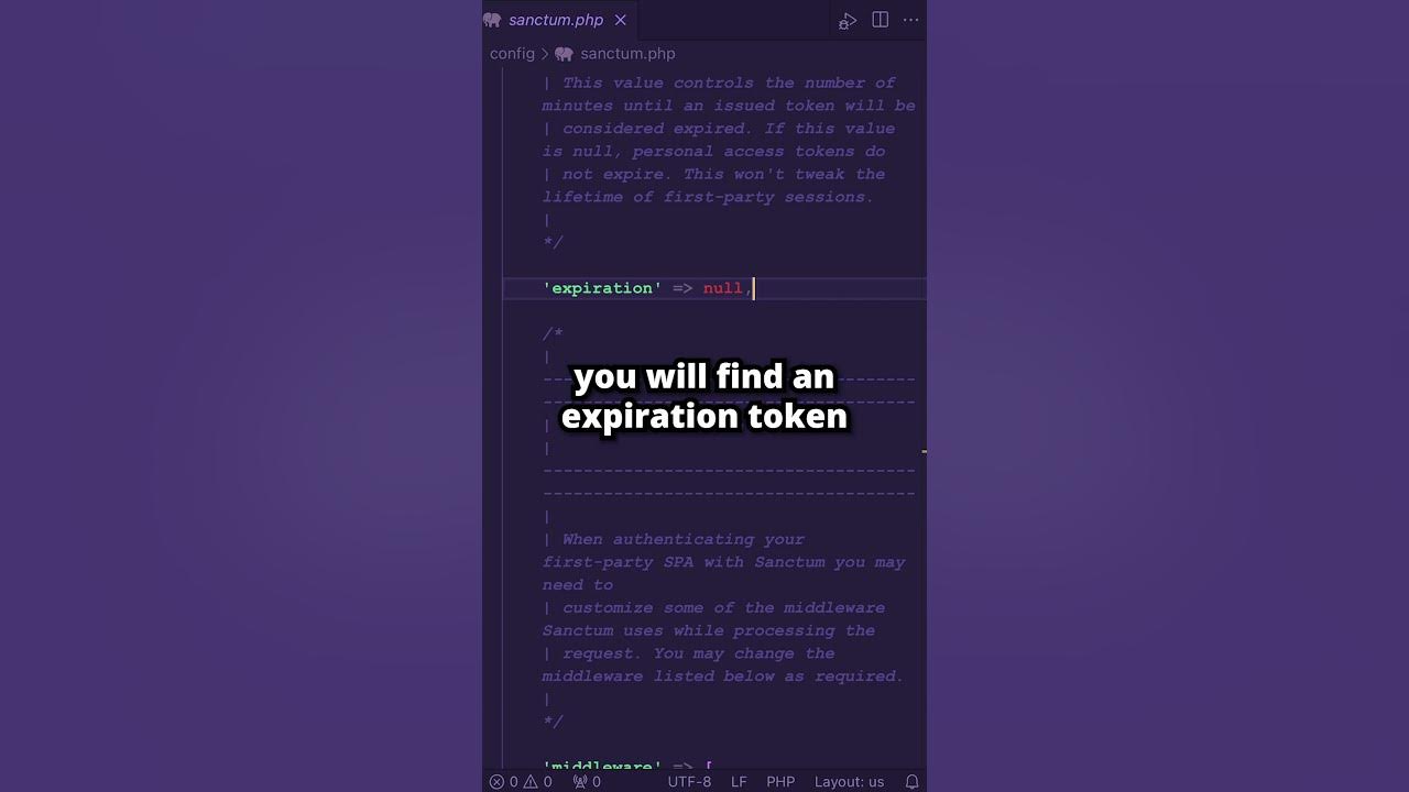 Laravel Sanctum Tokens: Customizing Expiration Time for Your API Authentication #laravel #shorts ...