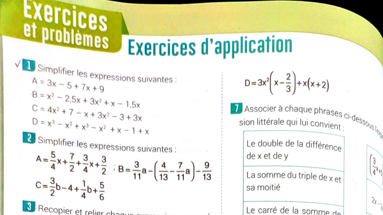 Compétences Maths 2AC la page 116 Exercices Calcul littéral 2ème années ...