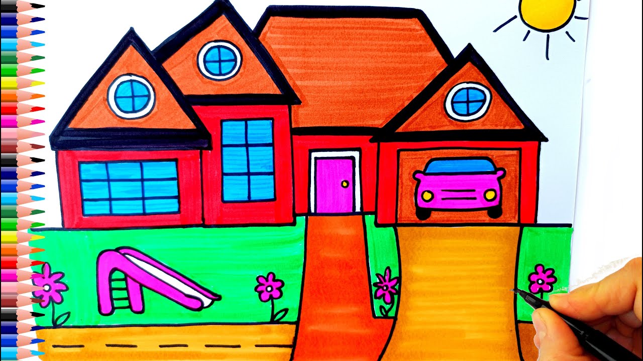 Bahçeli Ev Çizimi 🏠 Güzel Ev Çizimi - Ev Resmi Nasıl Çizilir? - Kolay ...