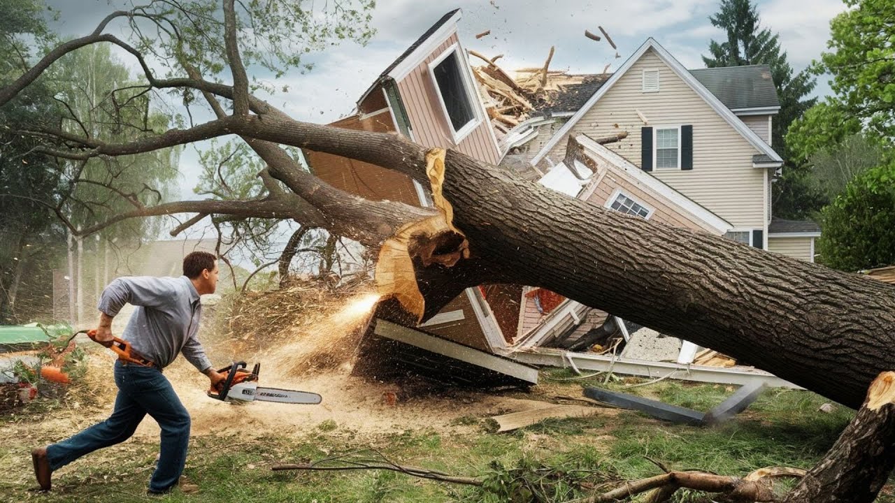 Dangerous Idiots Tree Felling Fails With Chainsaw | Dangerous Moments ...