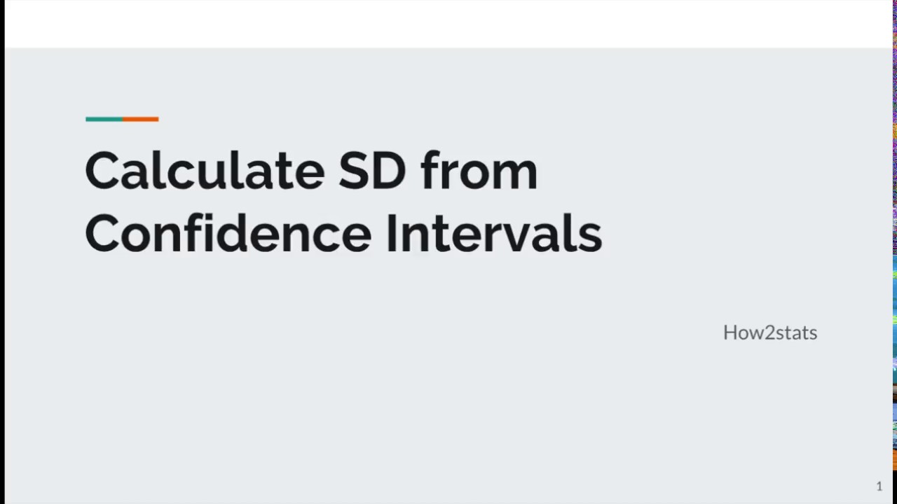 Calculate SD from Confidence Intervals (Very Accurately) - YouTube