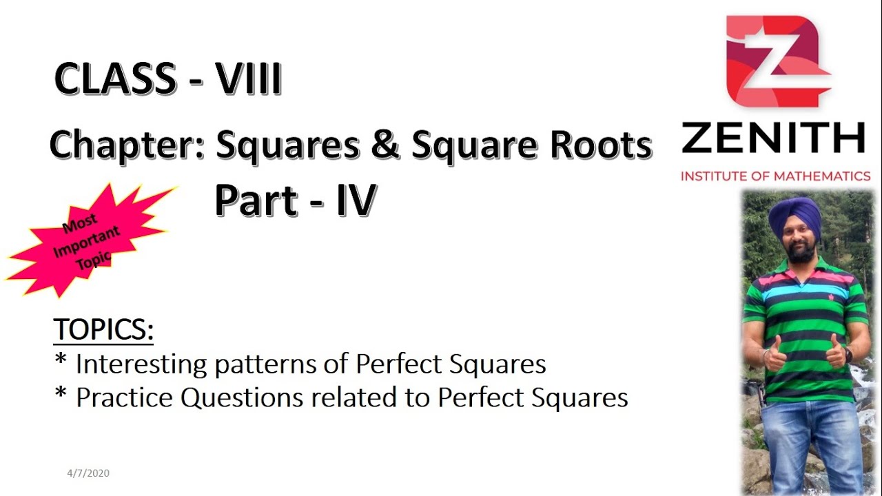 Class VIII _Squares and Square Roots_Part IV (Interesting patterns of ...